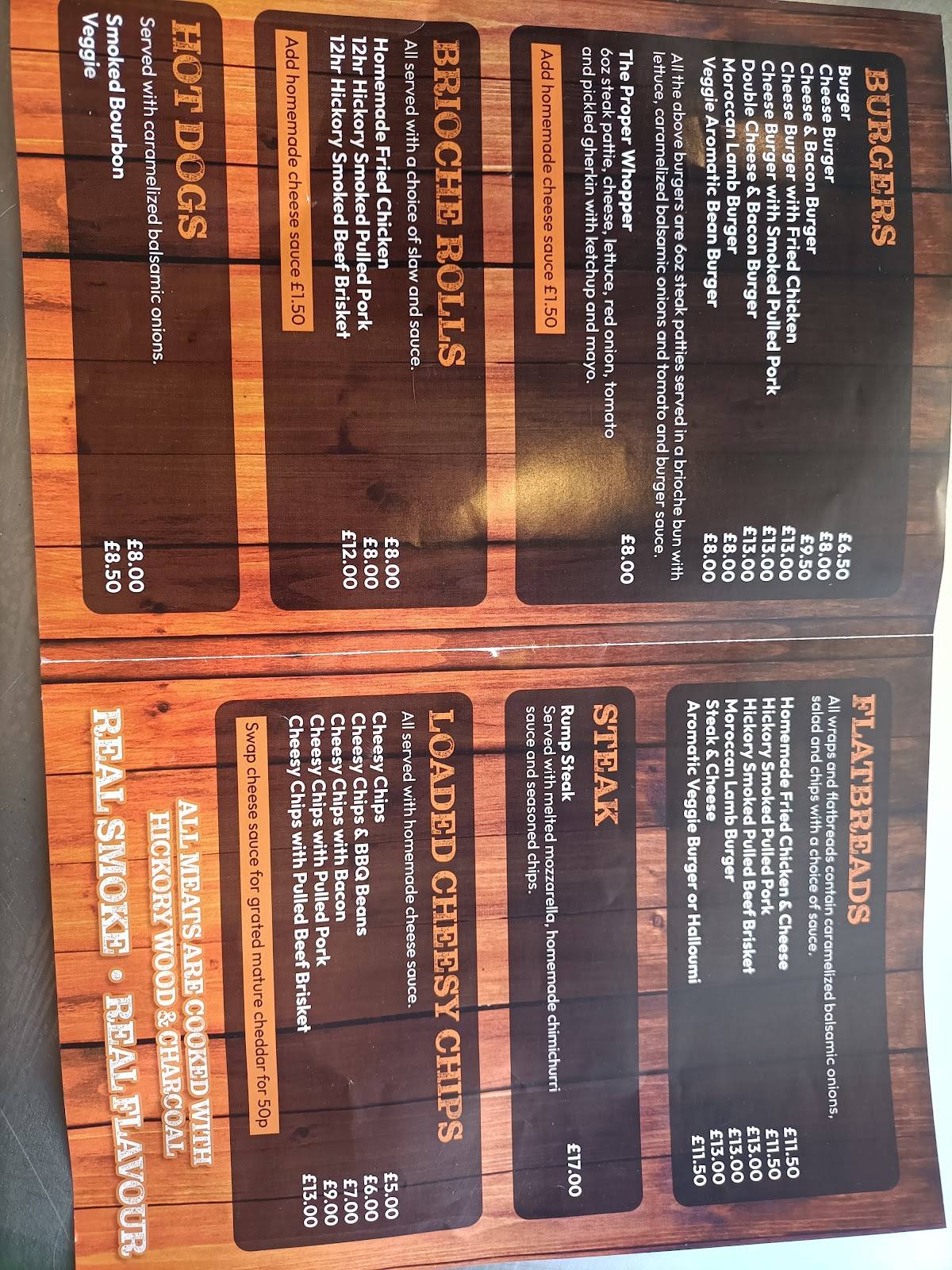 Menu at The Smoke Shack restaurant, Aberystwyth