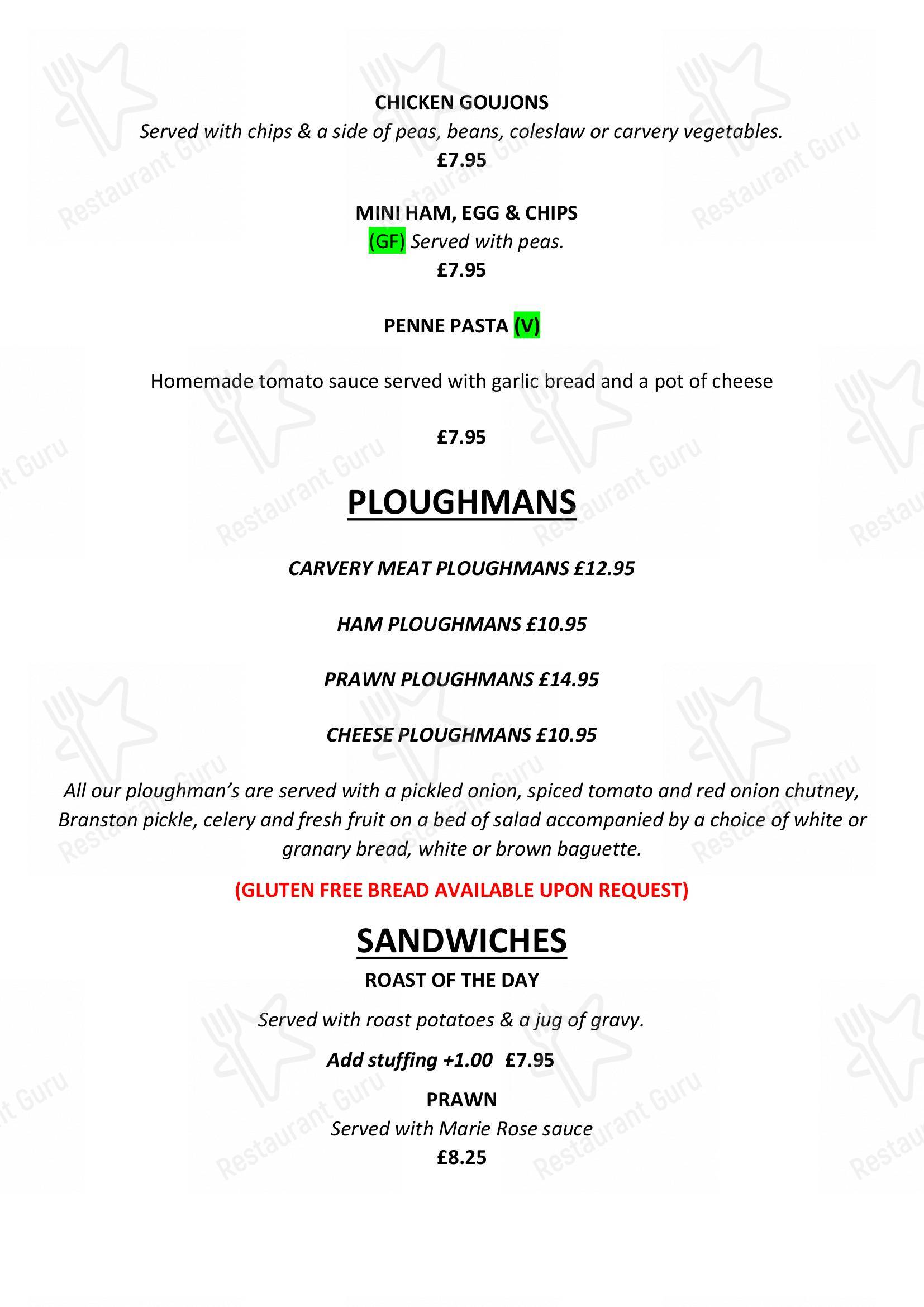 Menu at The Smugglers Inn pub & bar, Dawlish
