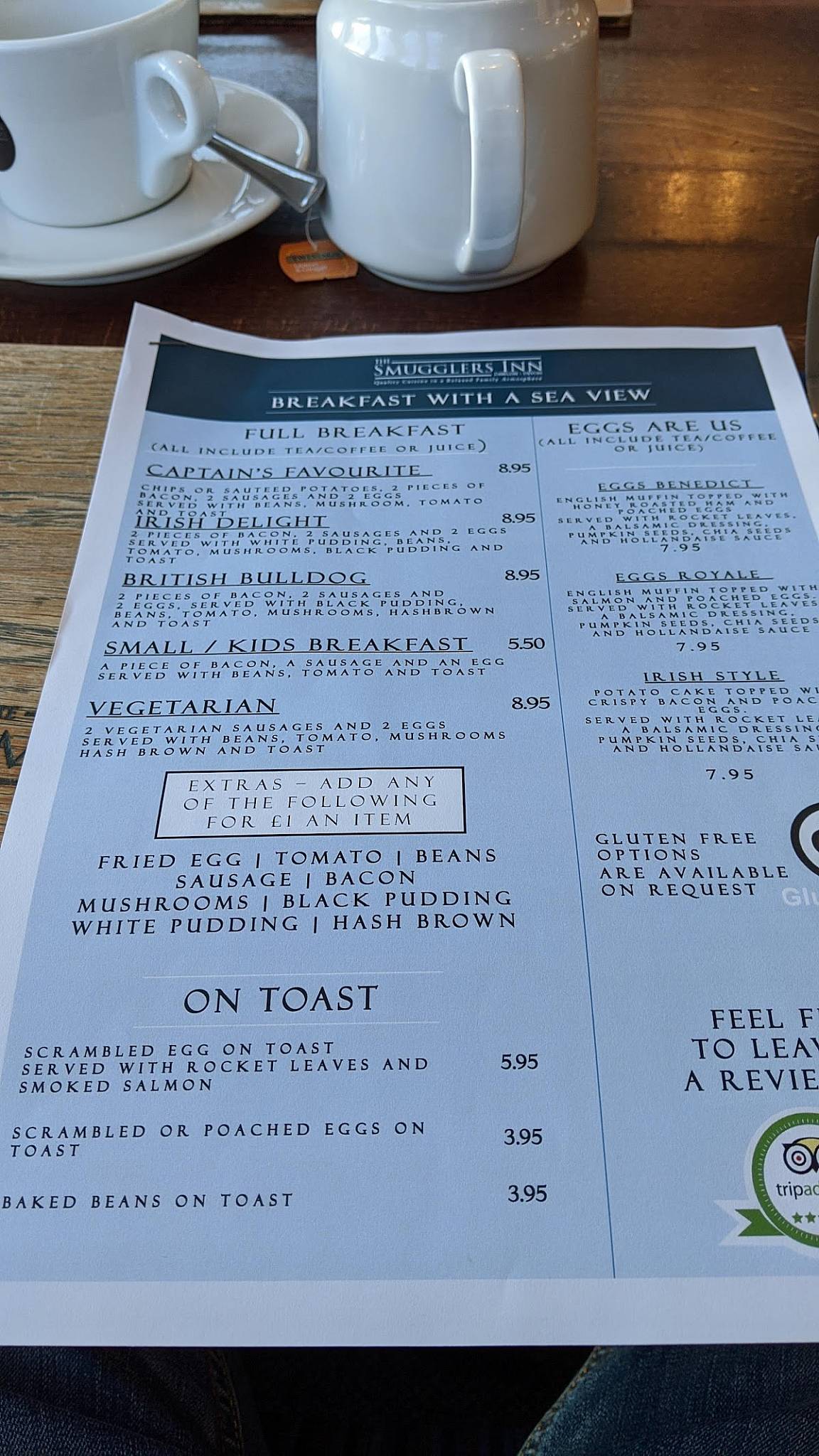 Menu at The Smugglers Inn pub & bar, Dawlish