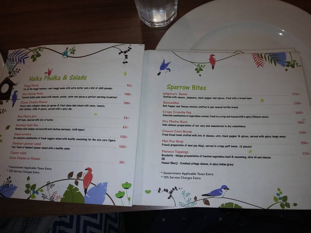 Menu at The Sparrow cafe, Mumbai, Raviraj Complex