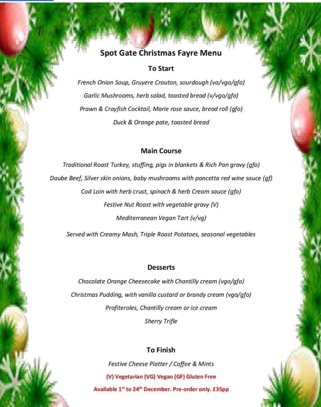 Menu at The Spotgate Inn pub & bar, Stone Rural