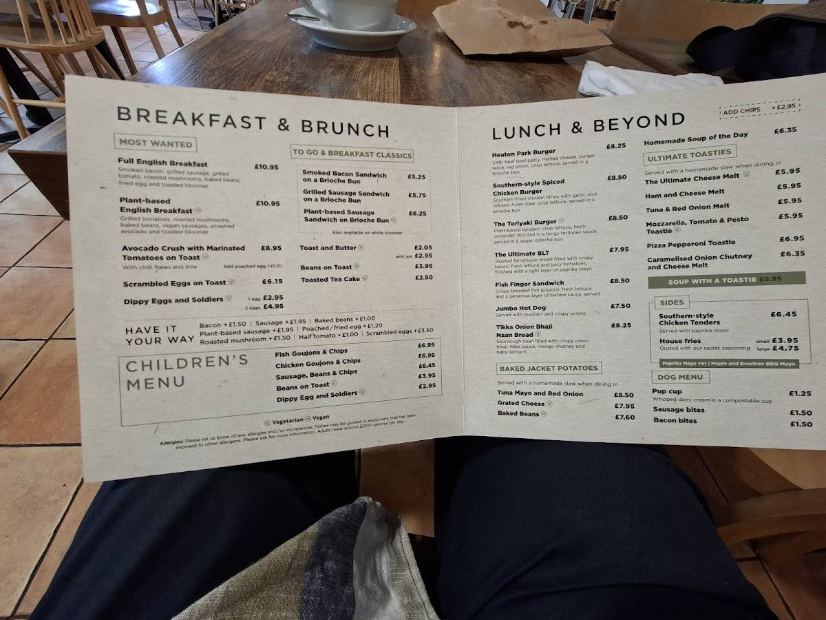Carta de The Stables Café, Heaton Park, Manchester, Heaton Park