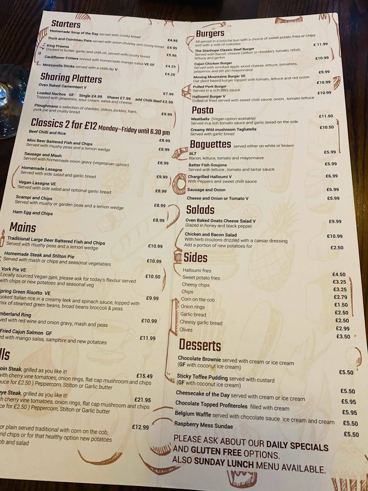 Menu at The Stanhope Arms pub & bar, Ilkeston