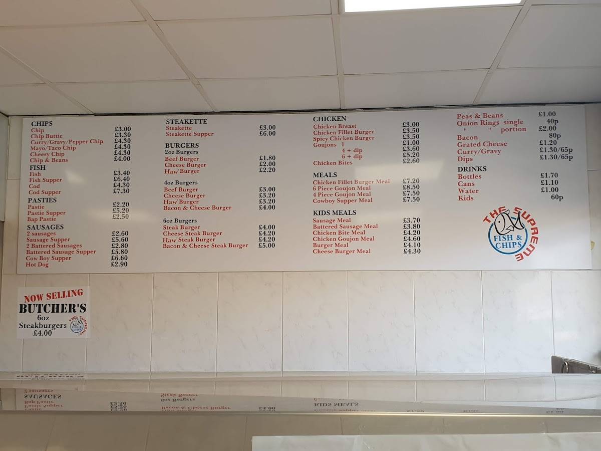 Menu at The Supreme fast food, Belfast