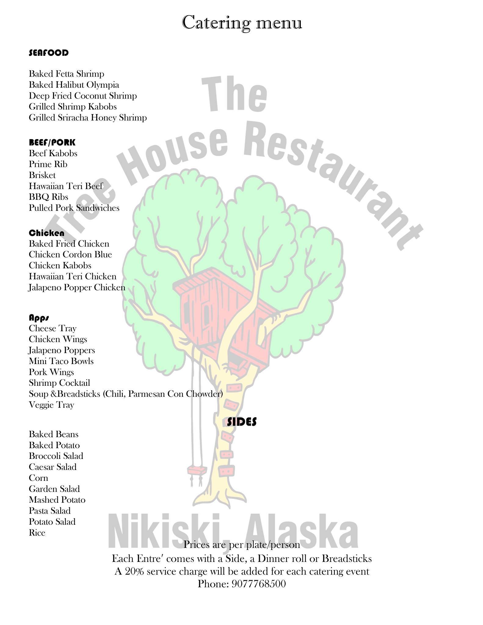 Menu at The Tree House Restaurant Nikiski AK, Nikiski