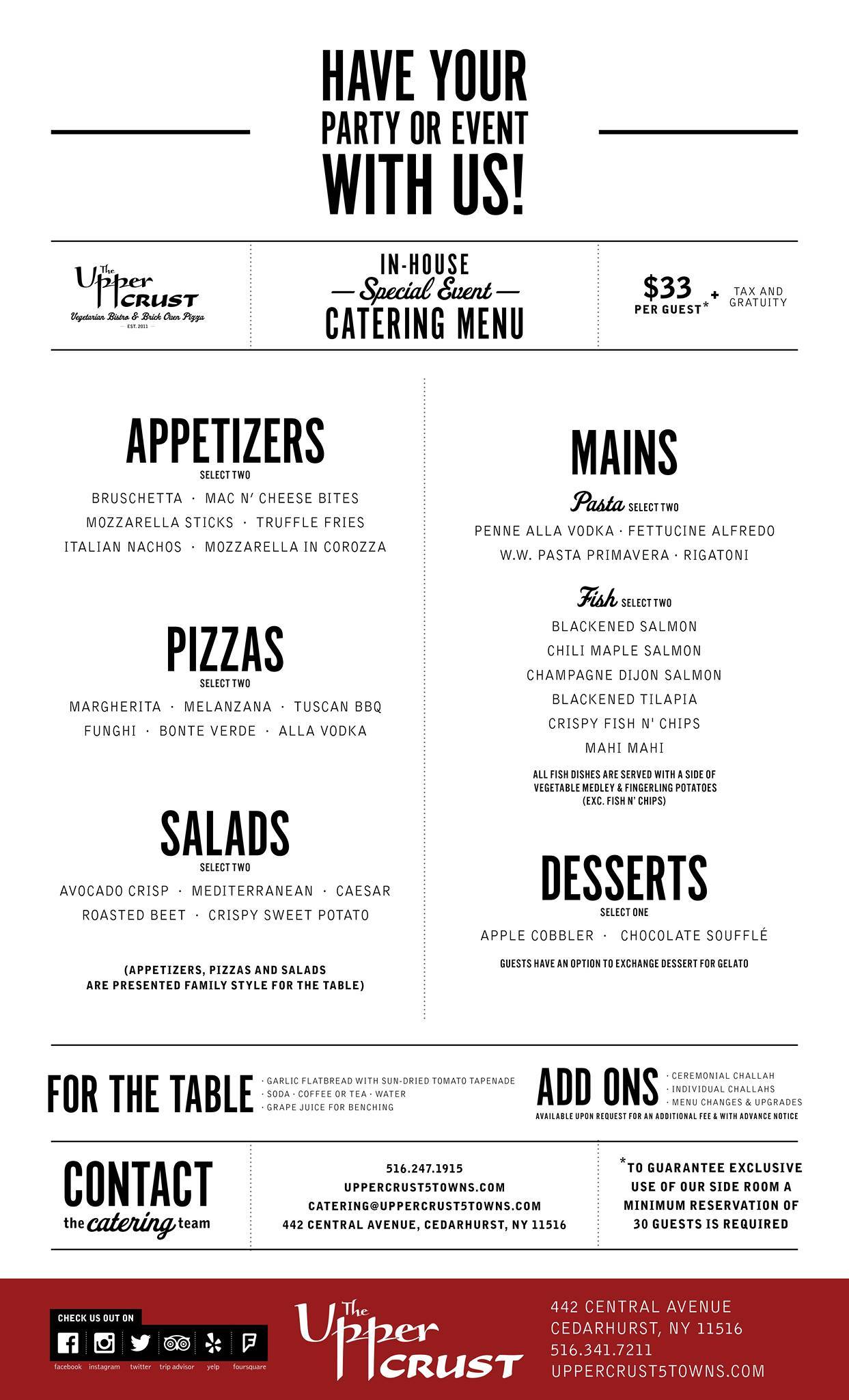 Menu at The Upper Crust pizzeria, Cedarhurst