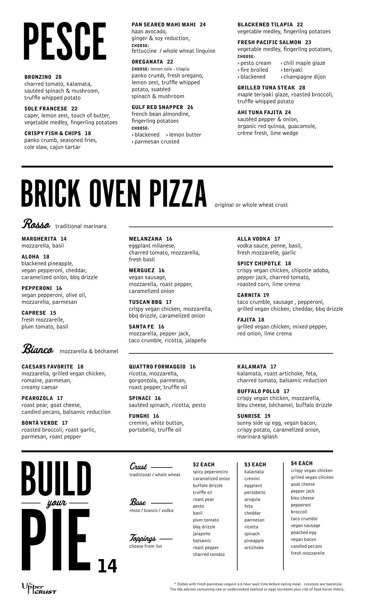 Menu at The Upper Crust pizzeria, Cedarhurst