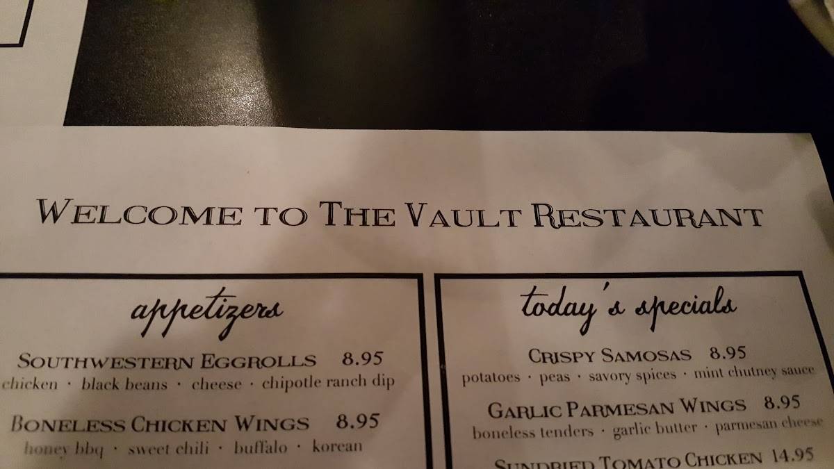 Menu at The Vault Restaurant, Houlton