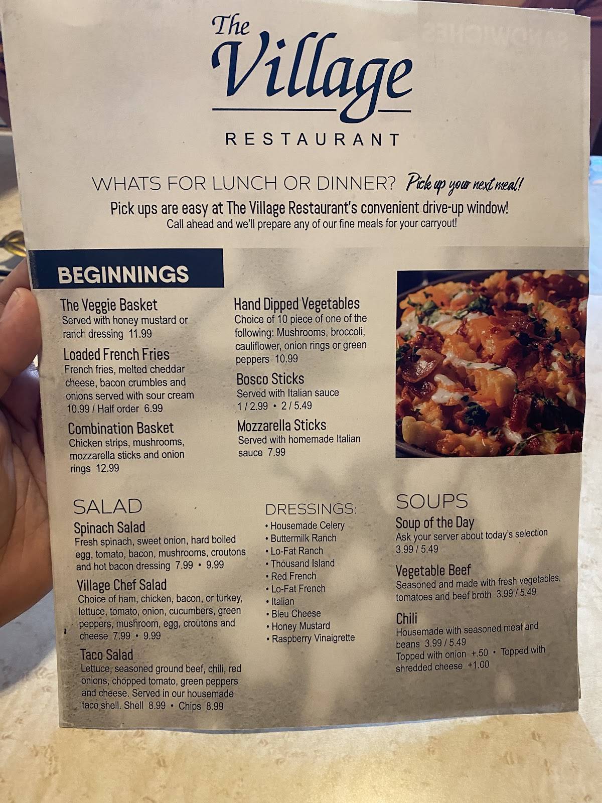 Menu at The Village Restaurant, Upper Sandusky