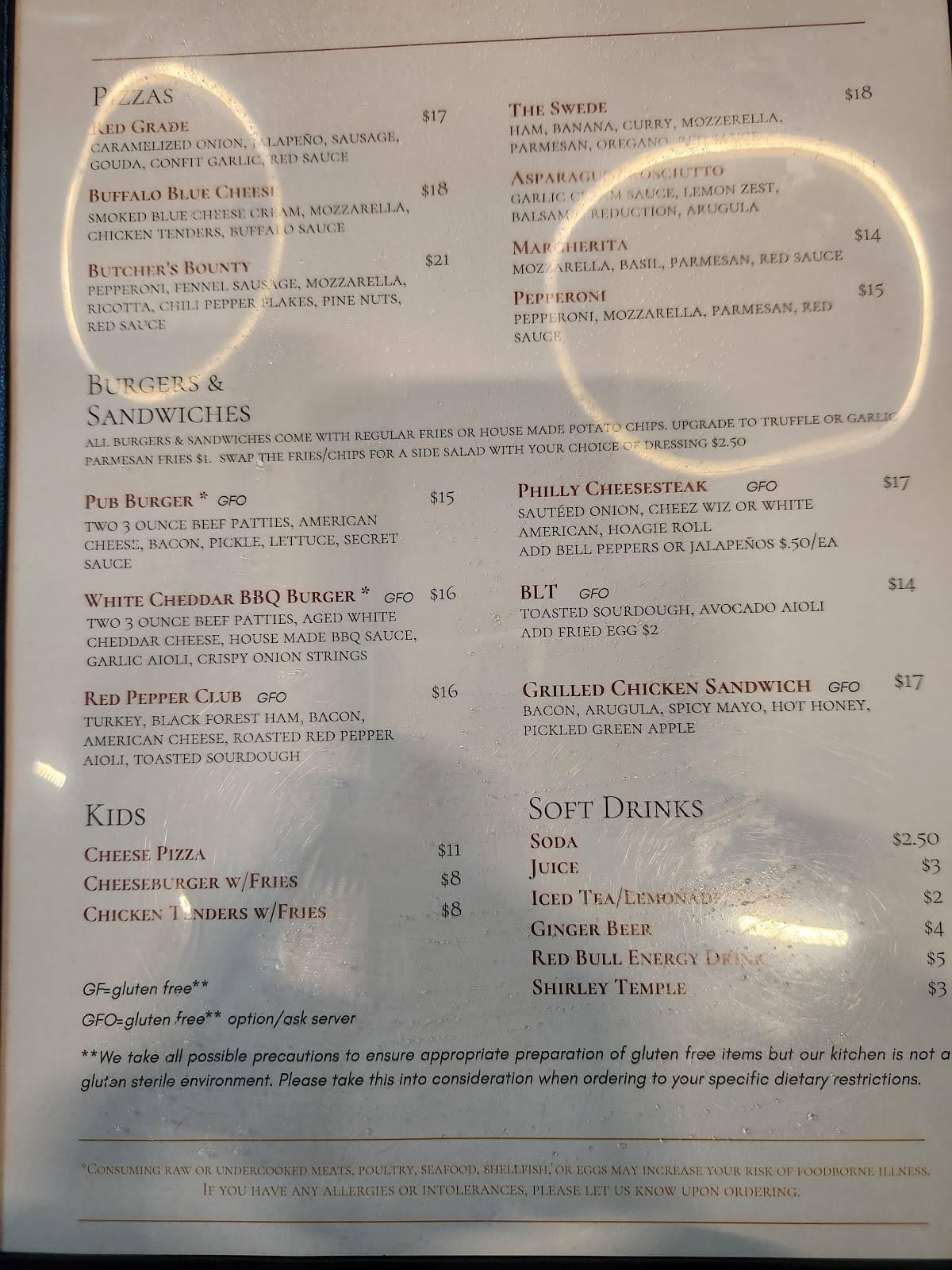 Menu at The Warehouse Gastropub & Liquor Store, Sheridan