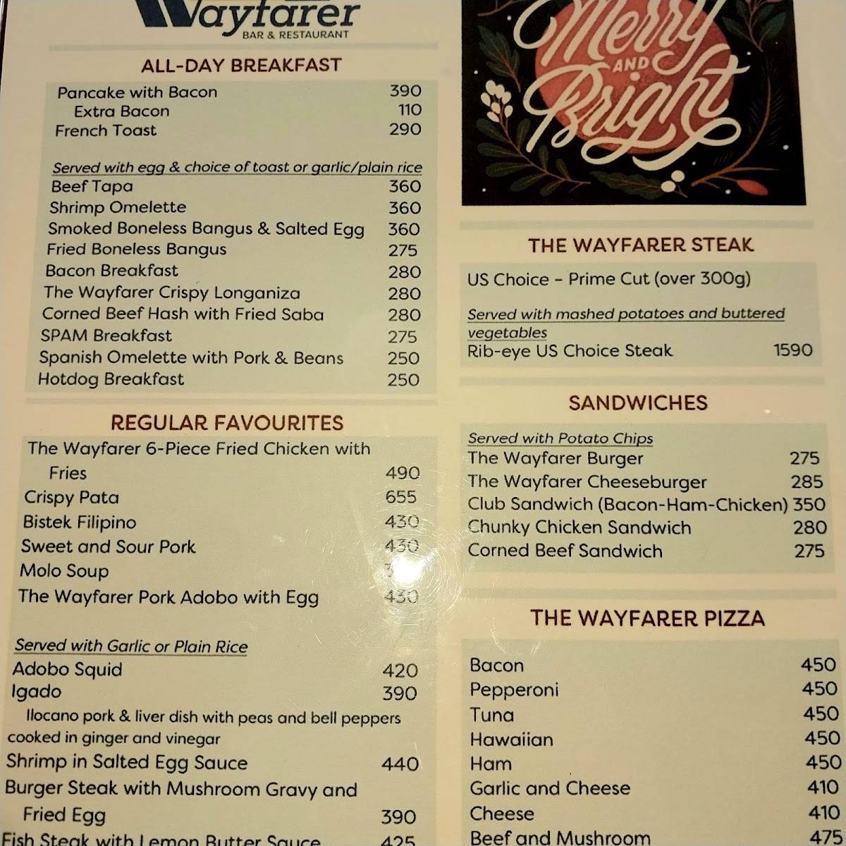 Menu at The Wayfarer Bar & Restaurant, Roxas City