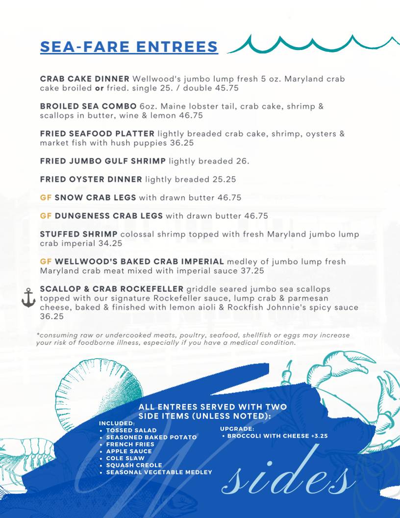 Menu at The Wellwood Restaurant, Charlestown, 523 Water St