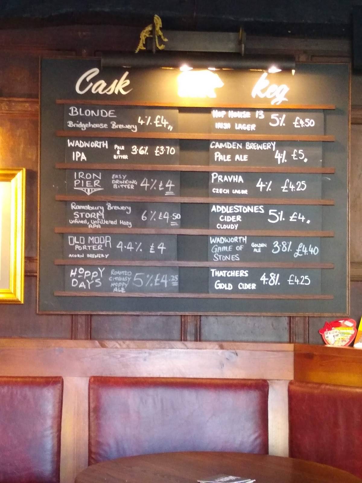 Menu at The White Bear pub & bar, Devizes
