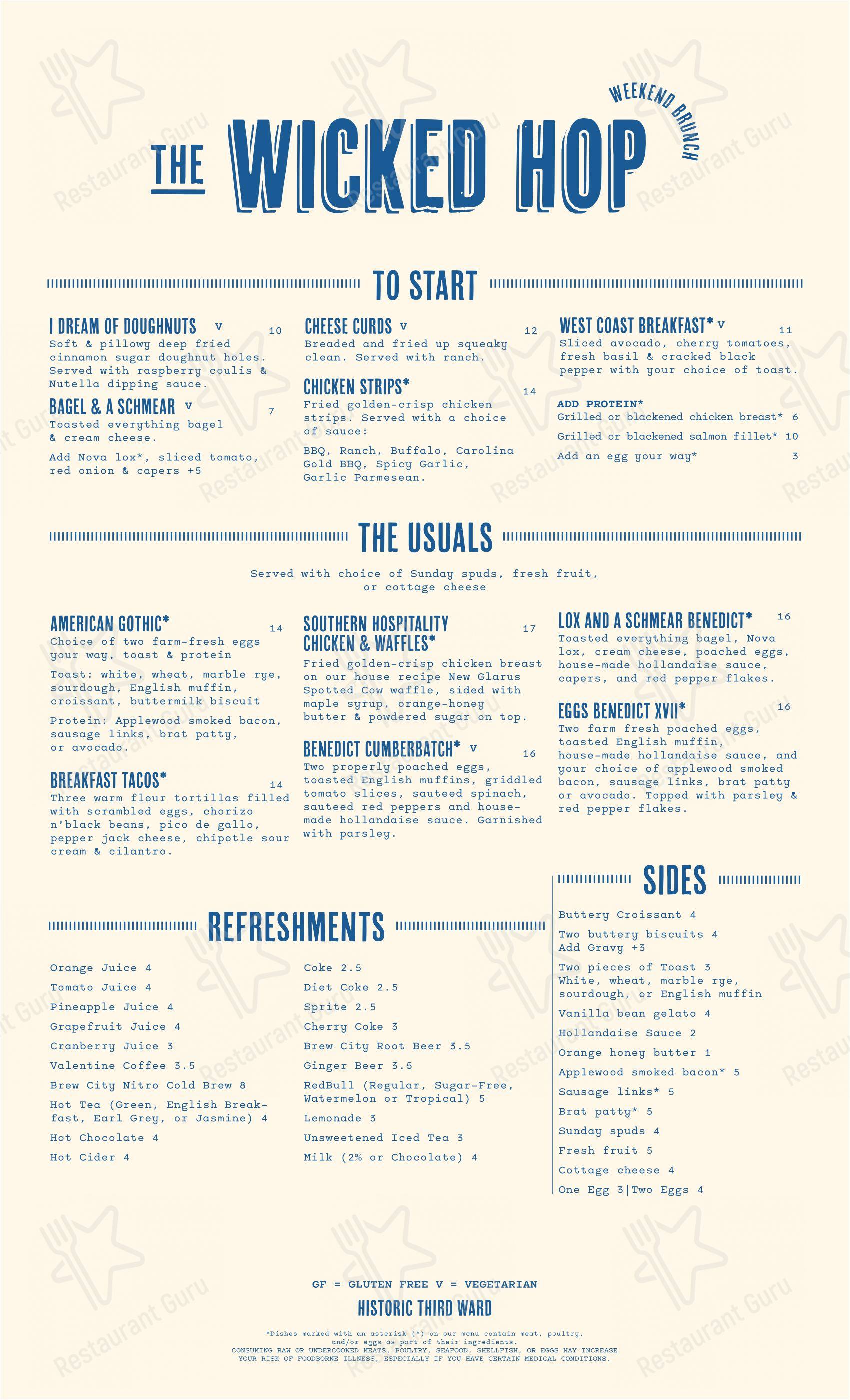 Menu at The Wicked Hop pub & bar, Milwaukee
