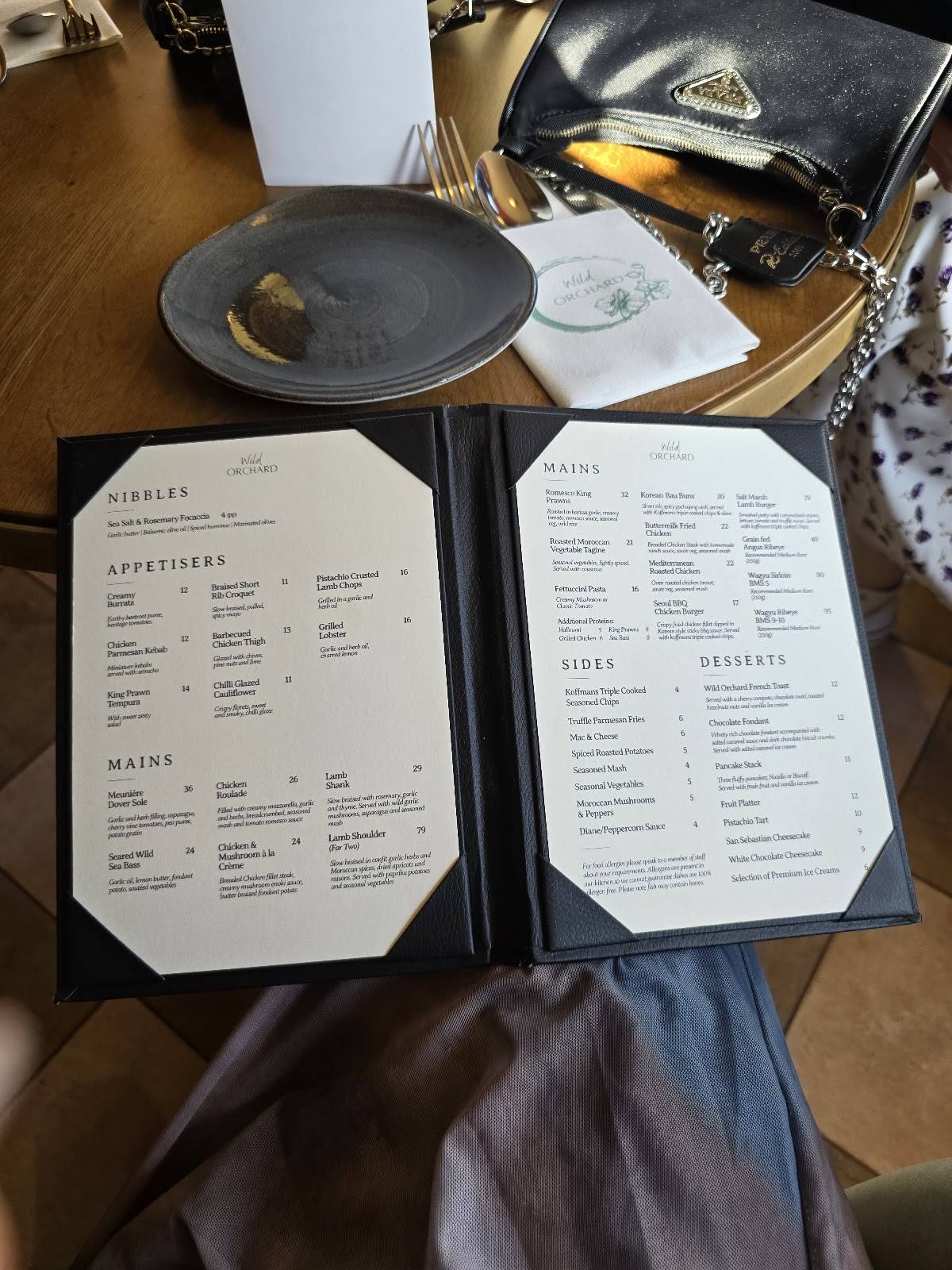 Menu at The Wild Orchard restaurant, Bradford