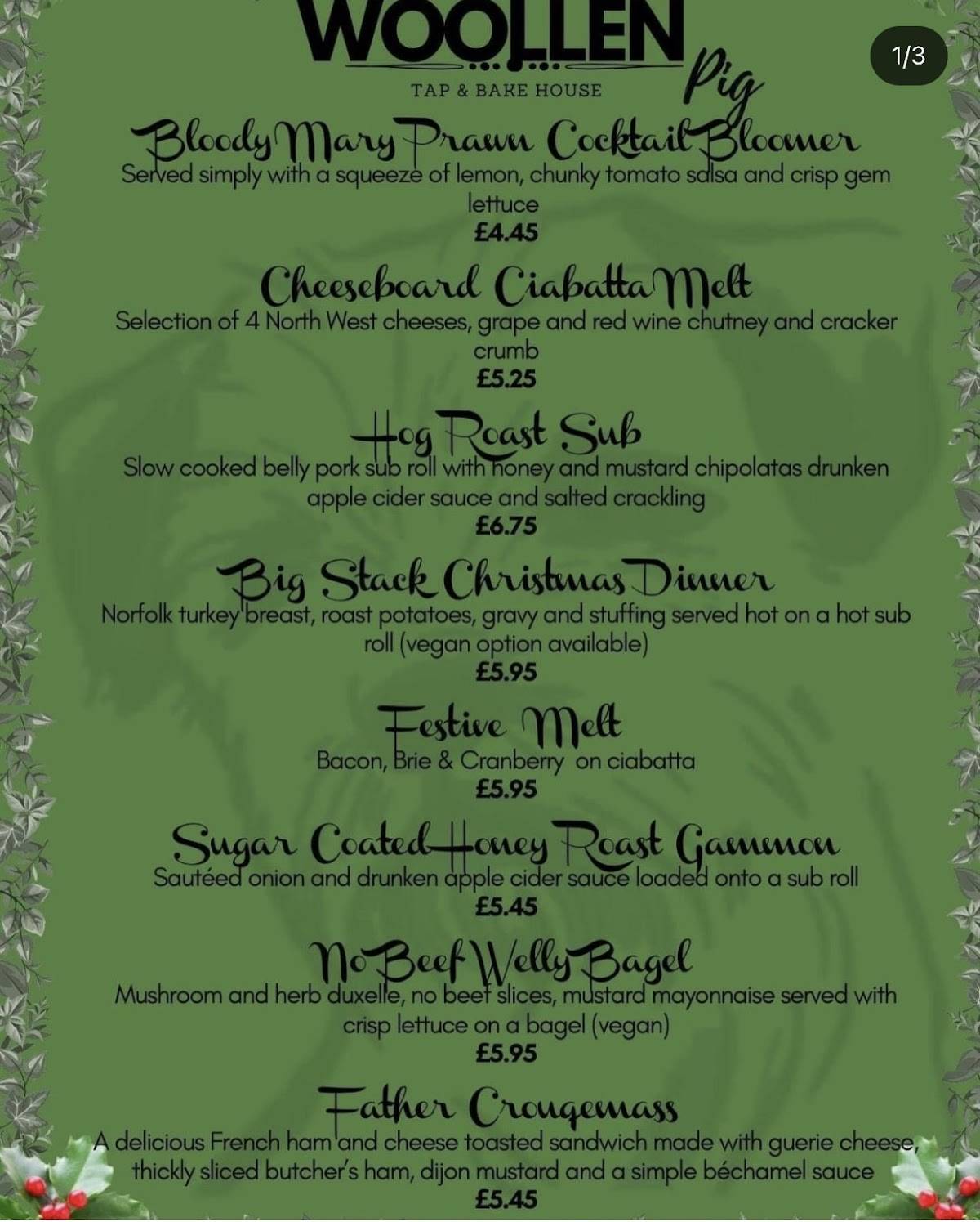 Menu at The Woollen Pig, Birkdale pub & bar, Southport