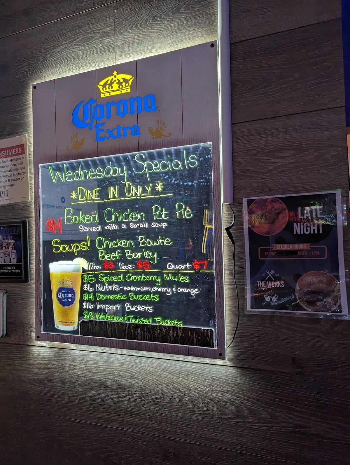 Menu at The Works Pizzeria & Tavern, Summit
