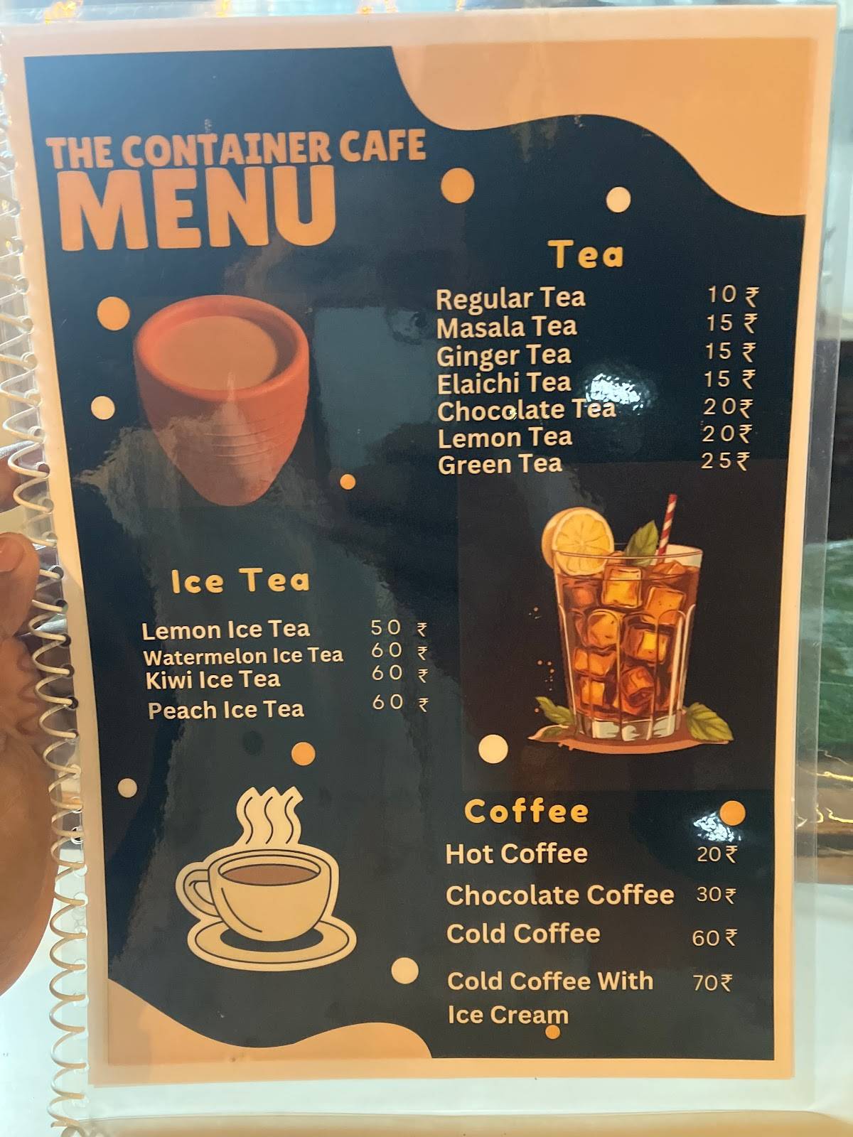 Menu at The container cafe, Bhopal