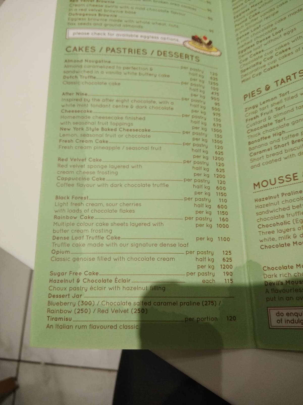 Menu at Theobroma Bakery and Cake Shop - T2 – Domestic Departures, Vile ...