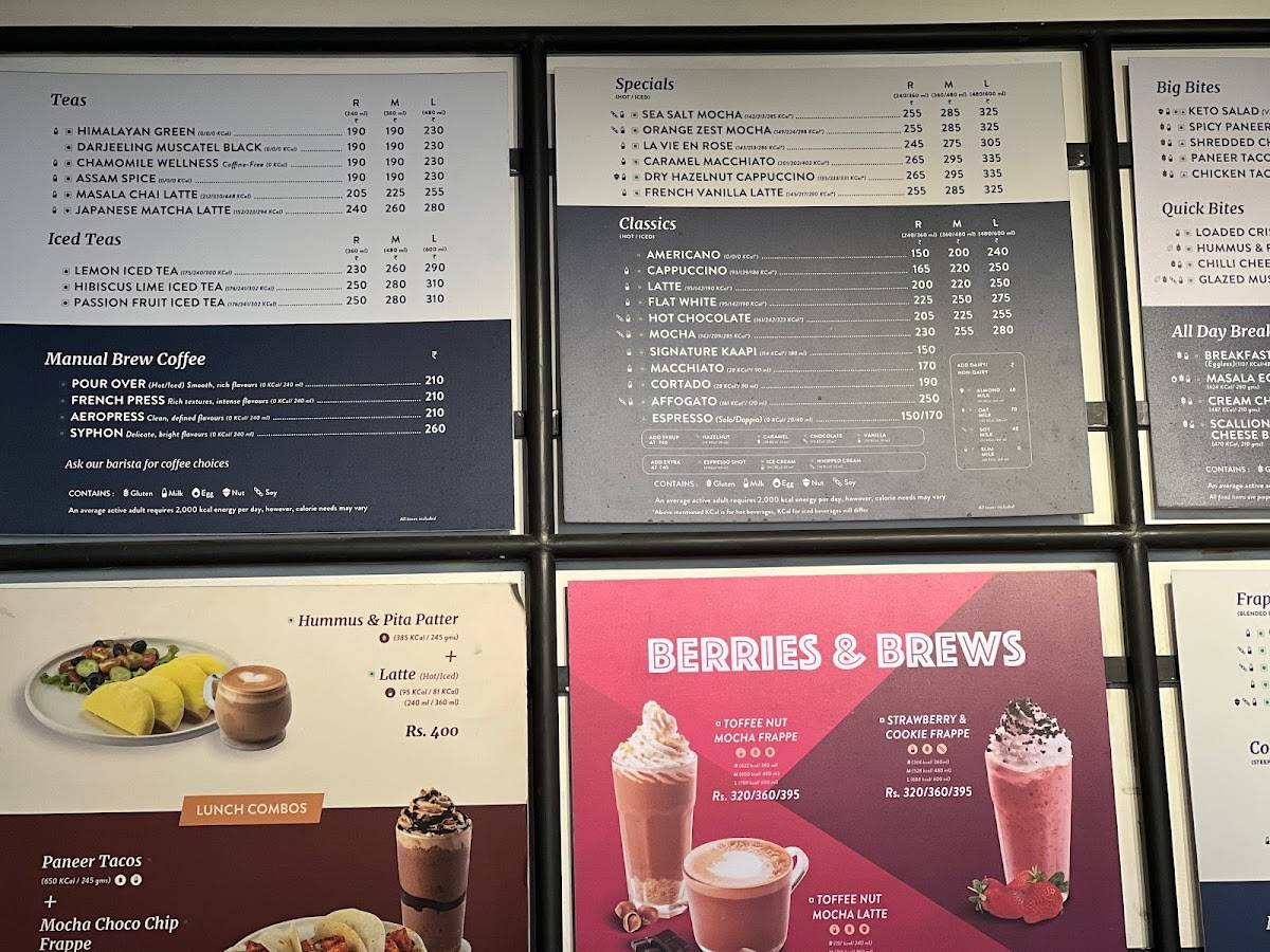 Menu at Third Wave Coffee, Bengaluru, 220