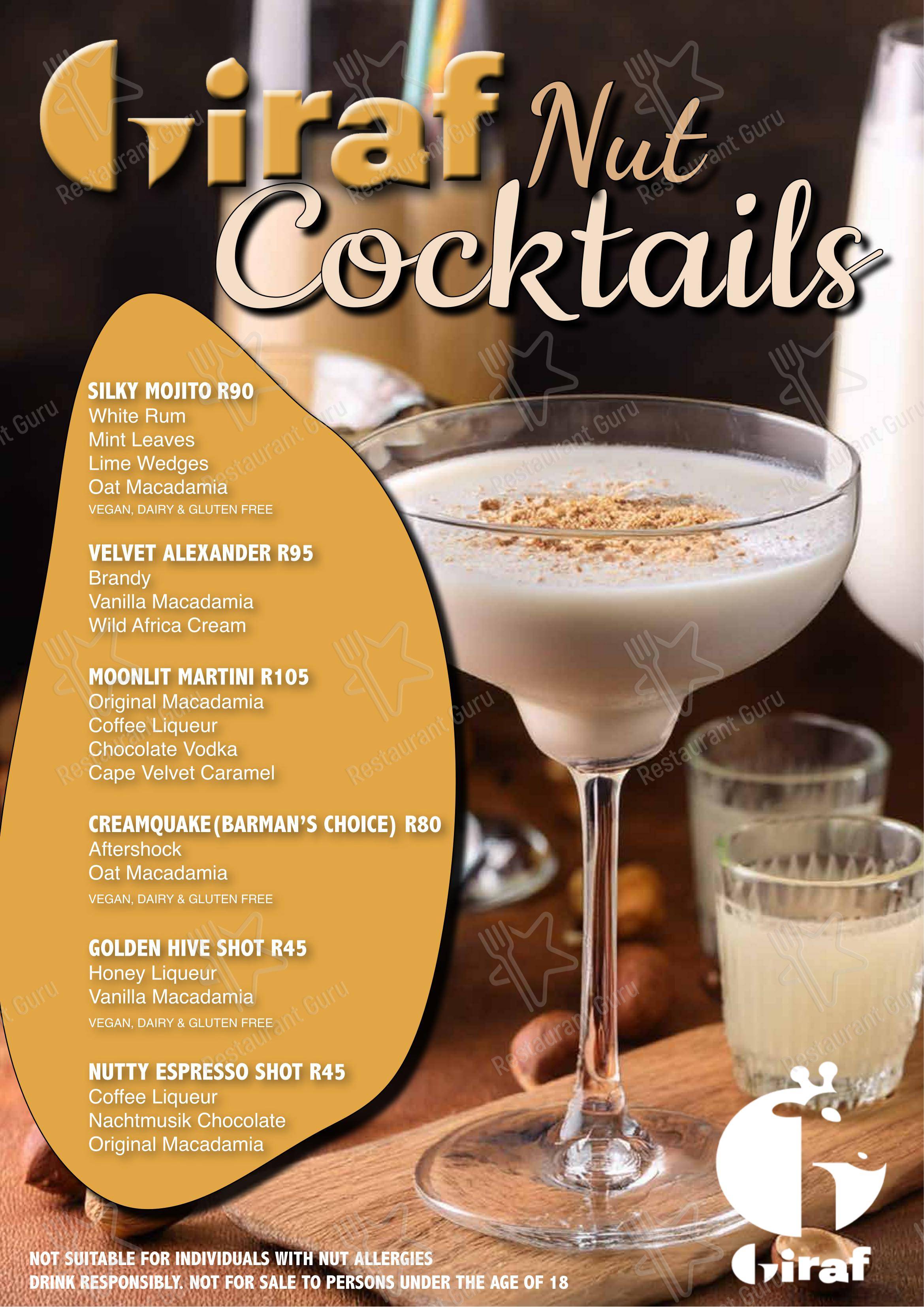 Menu at Thirsty Scarecrow restaurant, Stellenbosch