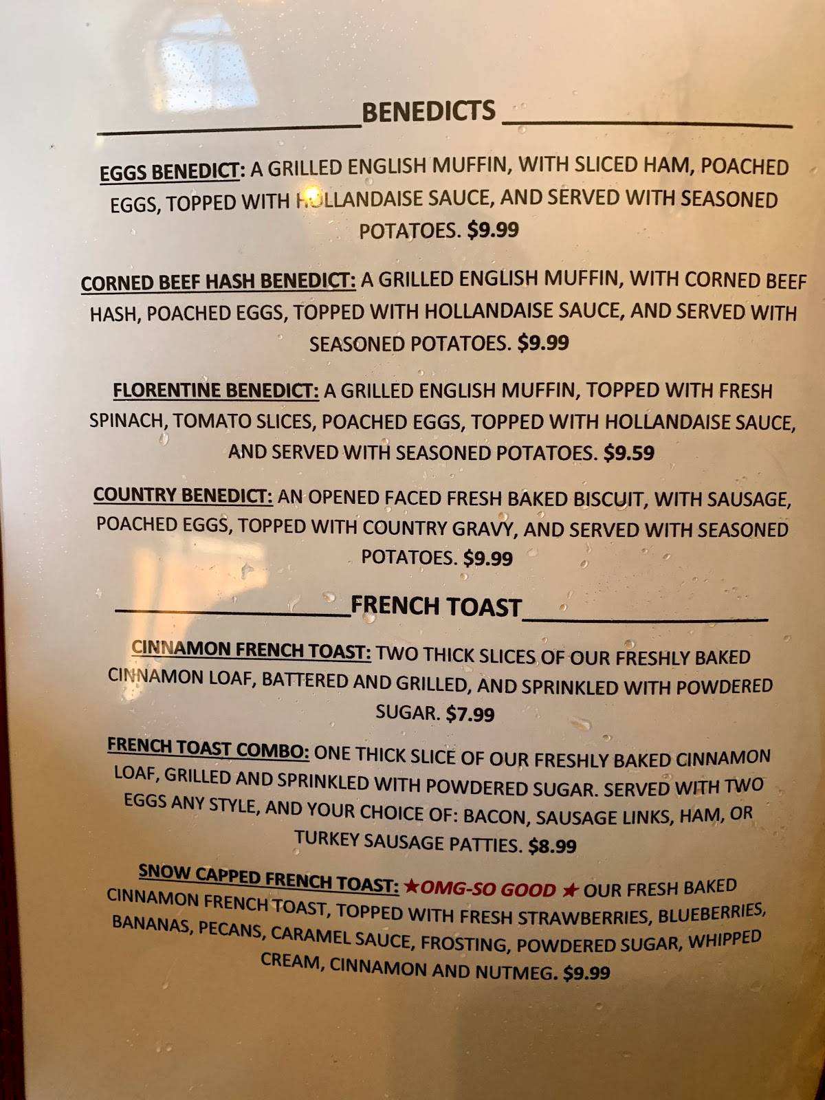 Menu at Three Bear's Cafe, Heber-Overgaard