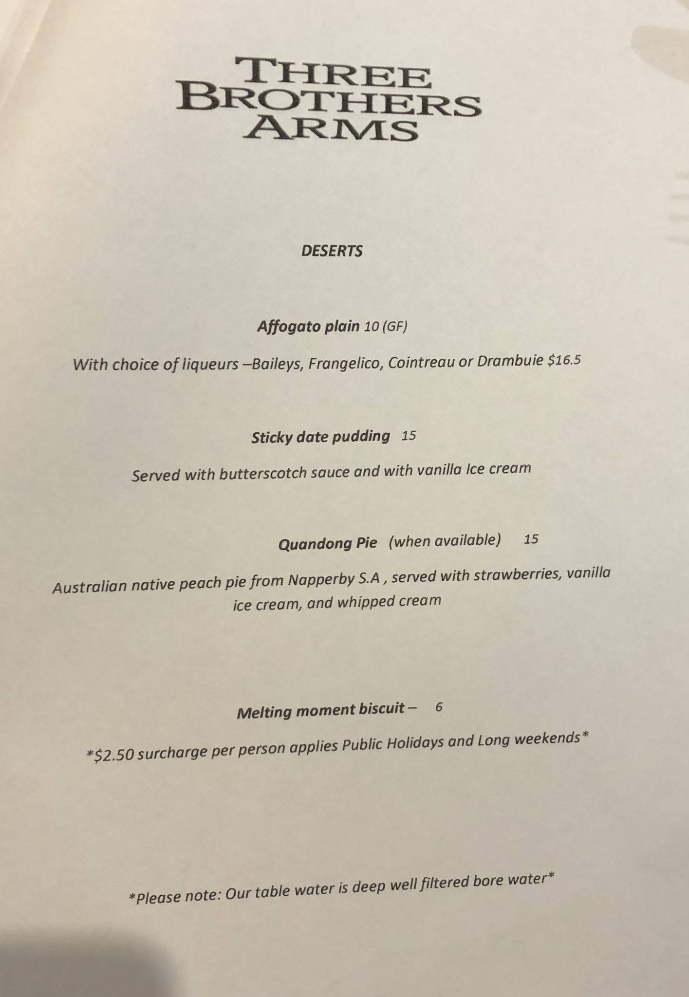 Menu at Three Brothers Arms Hotel pub & bar, Macclesfield