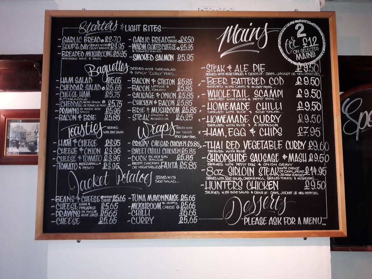 Menu at Three Fishes Inn pub & bar, Shrewsbury, The Three Fishes