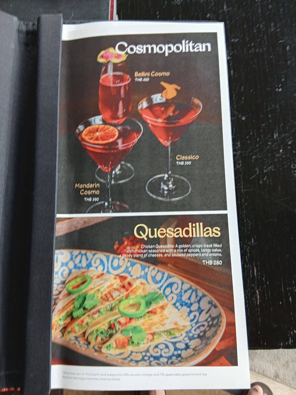Menu at Three Sixty Lounge pub & bar, Bangkok
