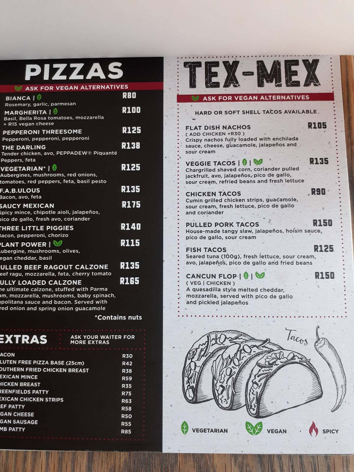 Menu at Tiger's Milk Moffett on Main restaurant, Port Elizabeth