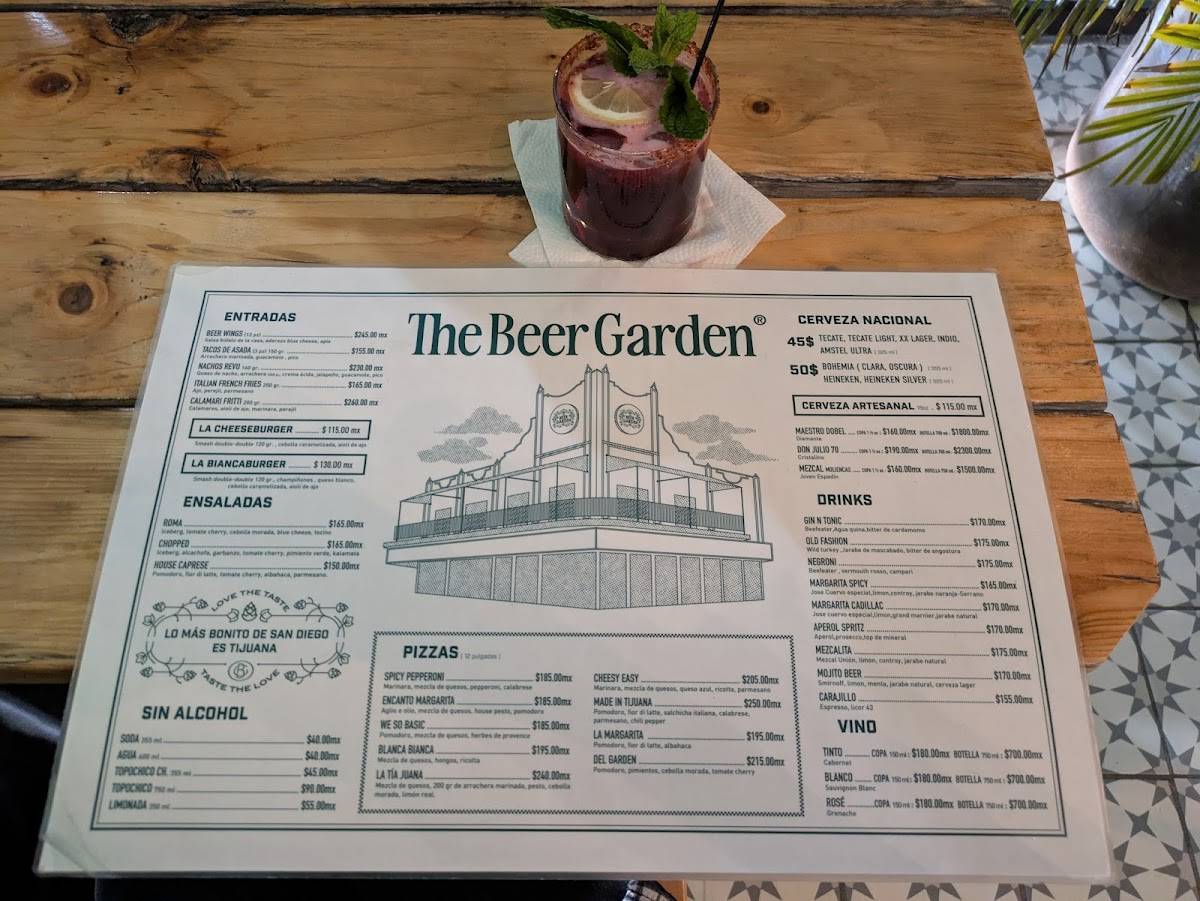 Carta del pub y bar The Beer Garden, Tijuana