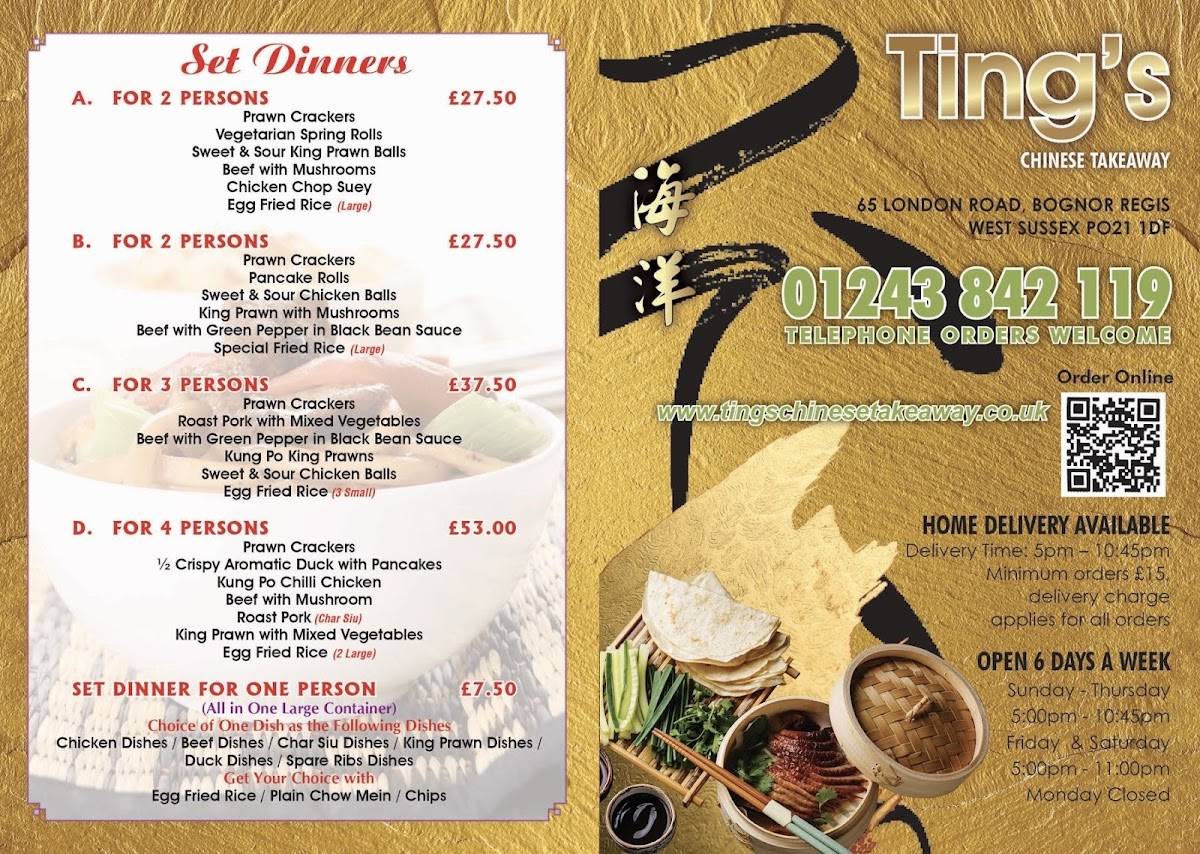 Menu at Tings Chinese Takeaway fast food, Bognor Regis