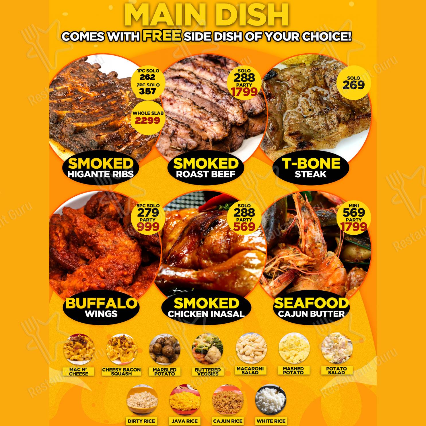Menu at Tio Paeng's Smoked Ribs restaurant, Manila