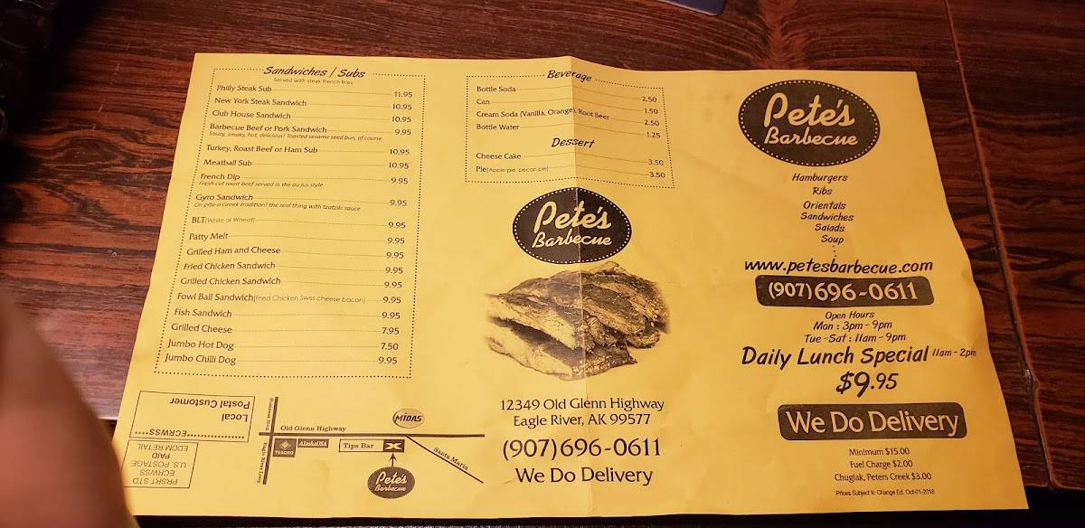 Carta de Tips Bar, Anchorage