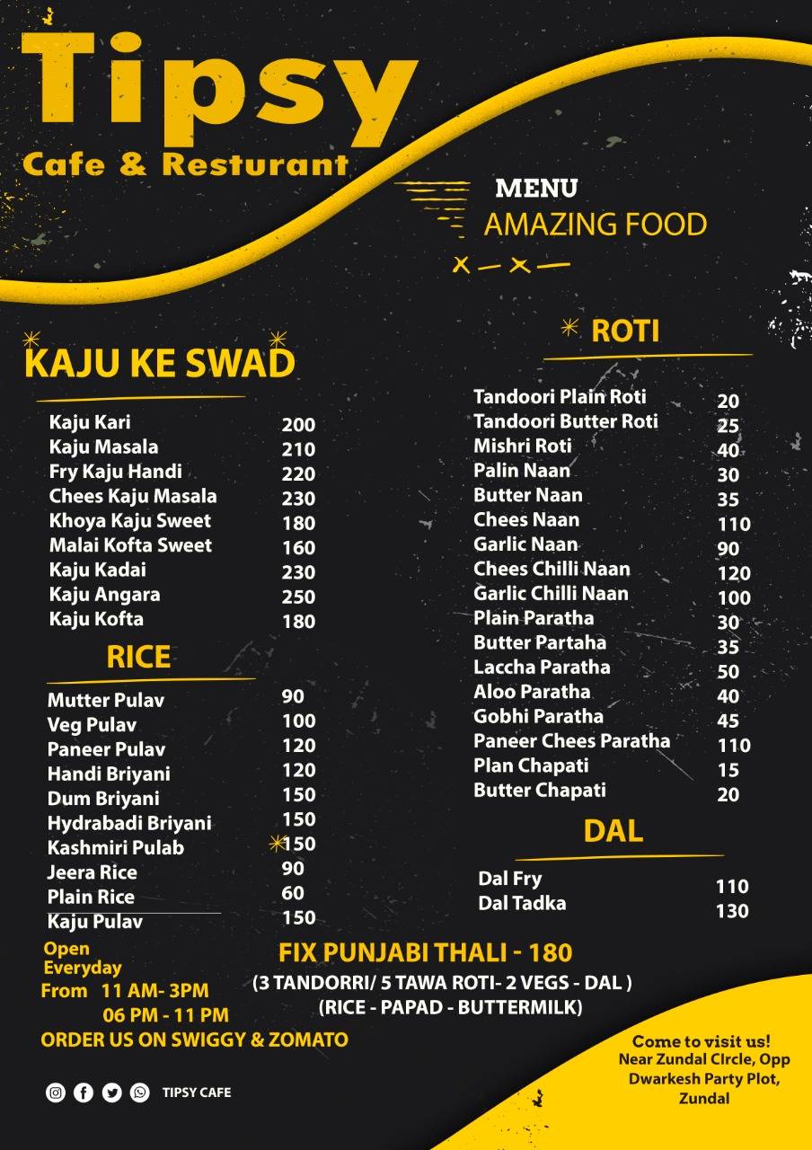Menu at Tipsy Cafe, Ahmedabad