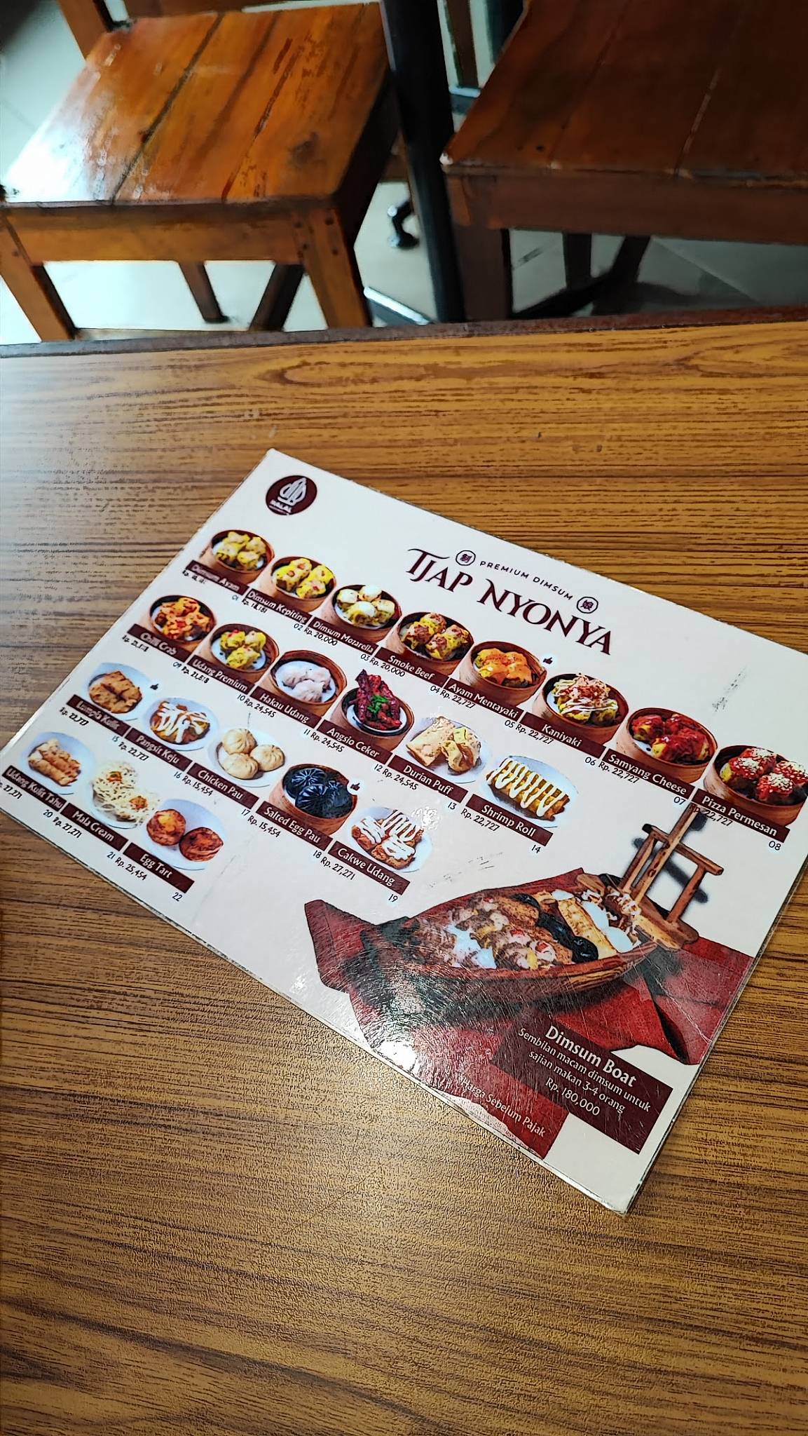 Menu at Tjap Nyonya, Purimas 2 restaurant, Batam