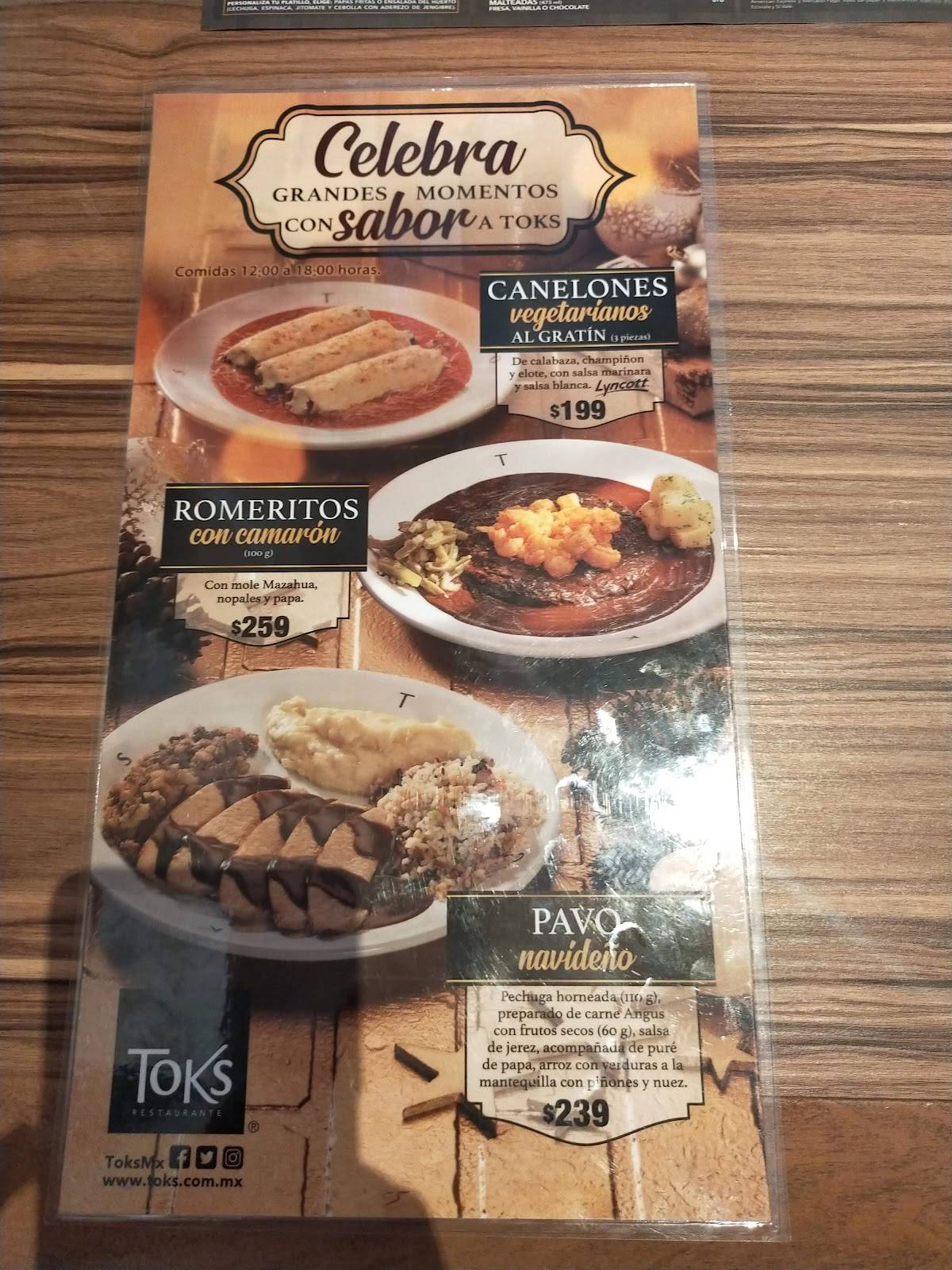 Carta del restaurante Toks, Ciudad del México, Av Observatorio 457
