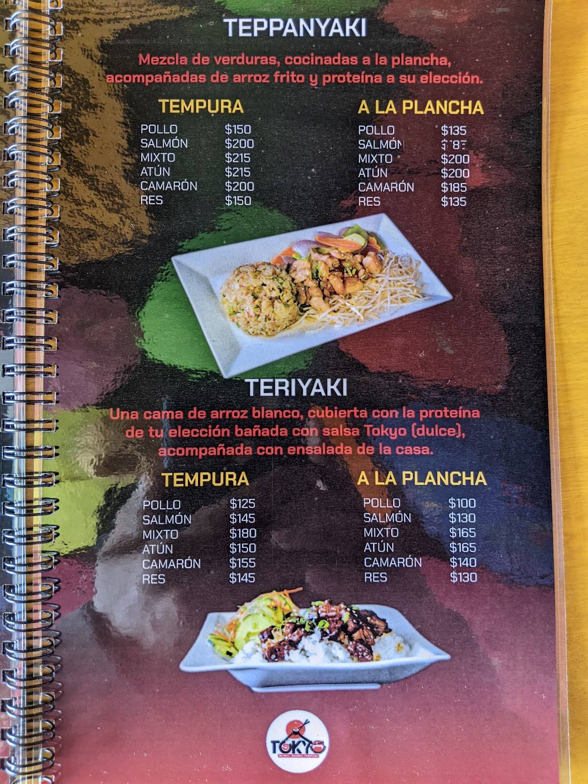 Carta del restaurante Tokyo Comida Japonesa, Ensenada