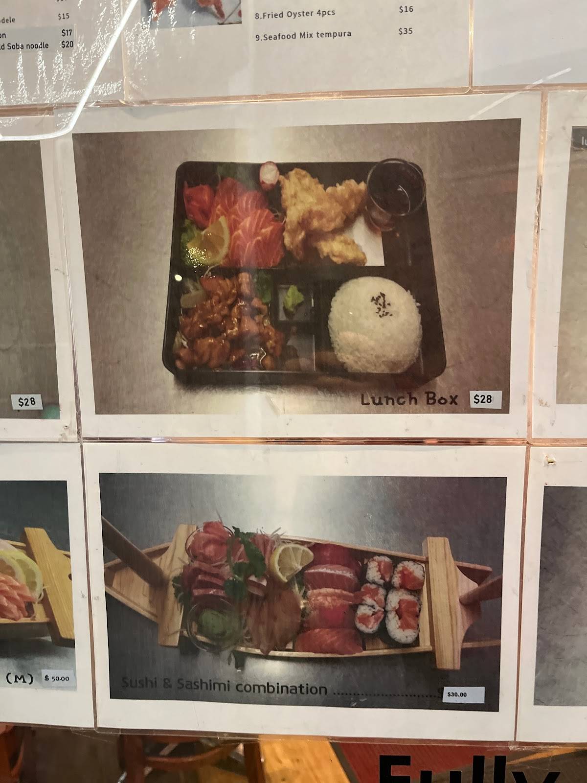 Menu at Tokyo Japanese Restaurant, Parramatta