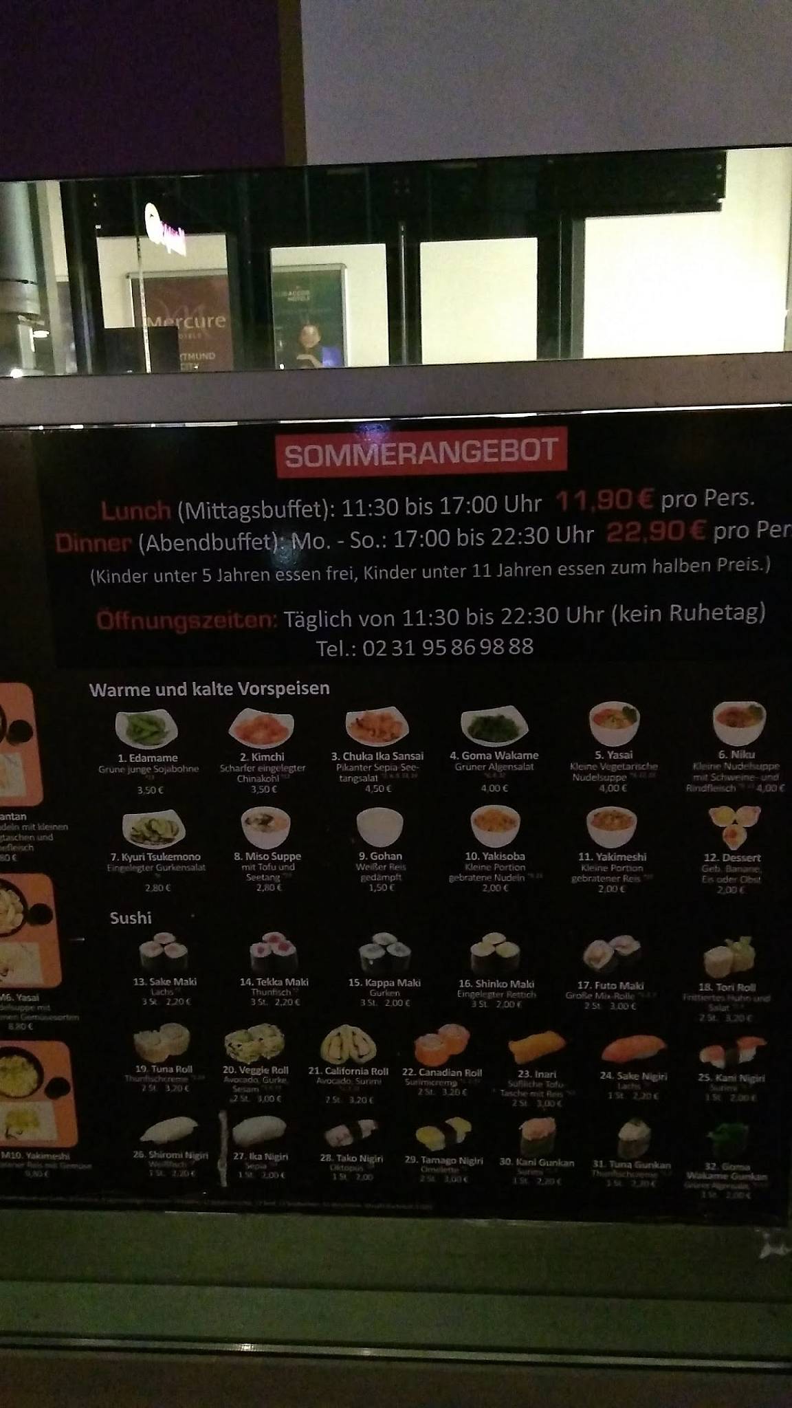 Menu at Tokyo Japanisches Restaurant, Dortmund