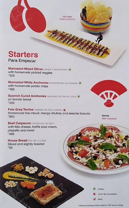 Menu at Tomatito Sexy Tapas Bar, Taguig