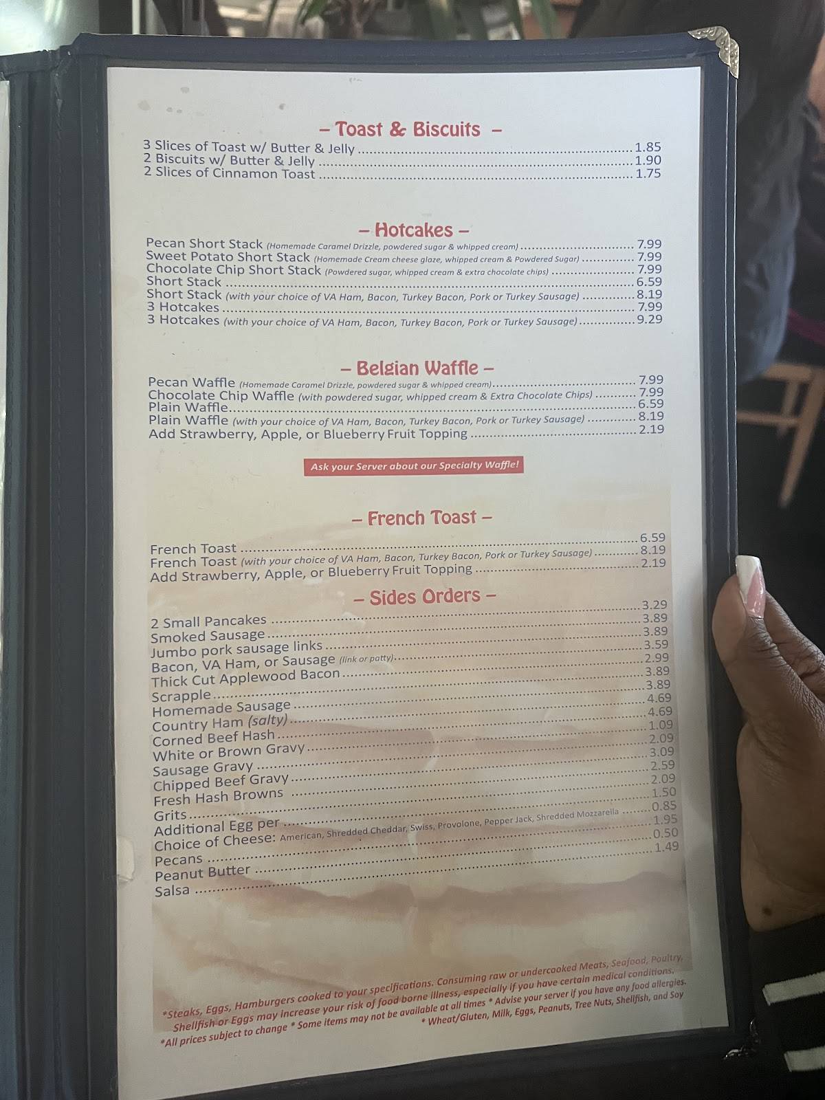 Menu at Tommy's Restaurant, Hampton