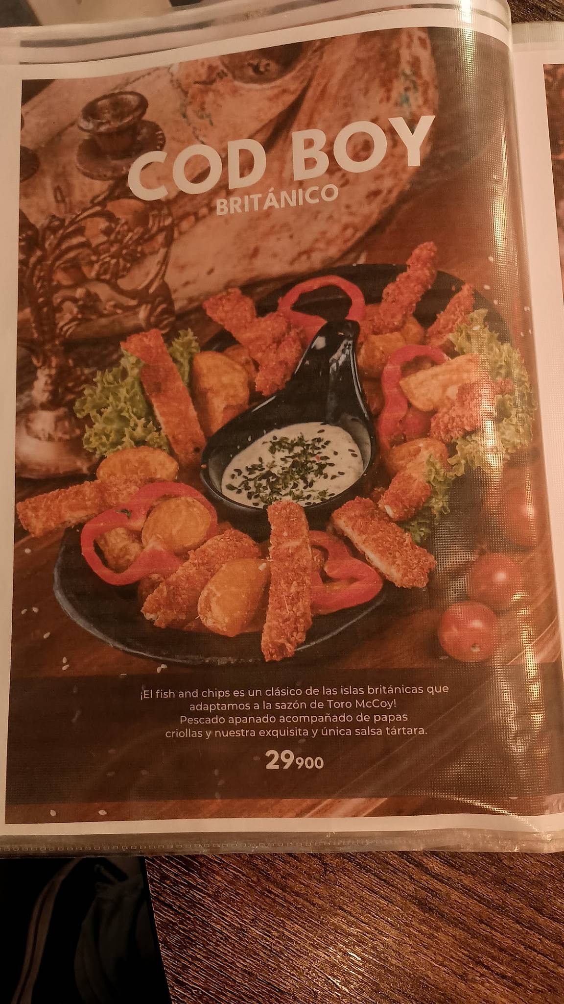 Carta del restaurante Toro McCoy Las Américas, Bogotá