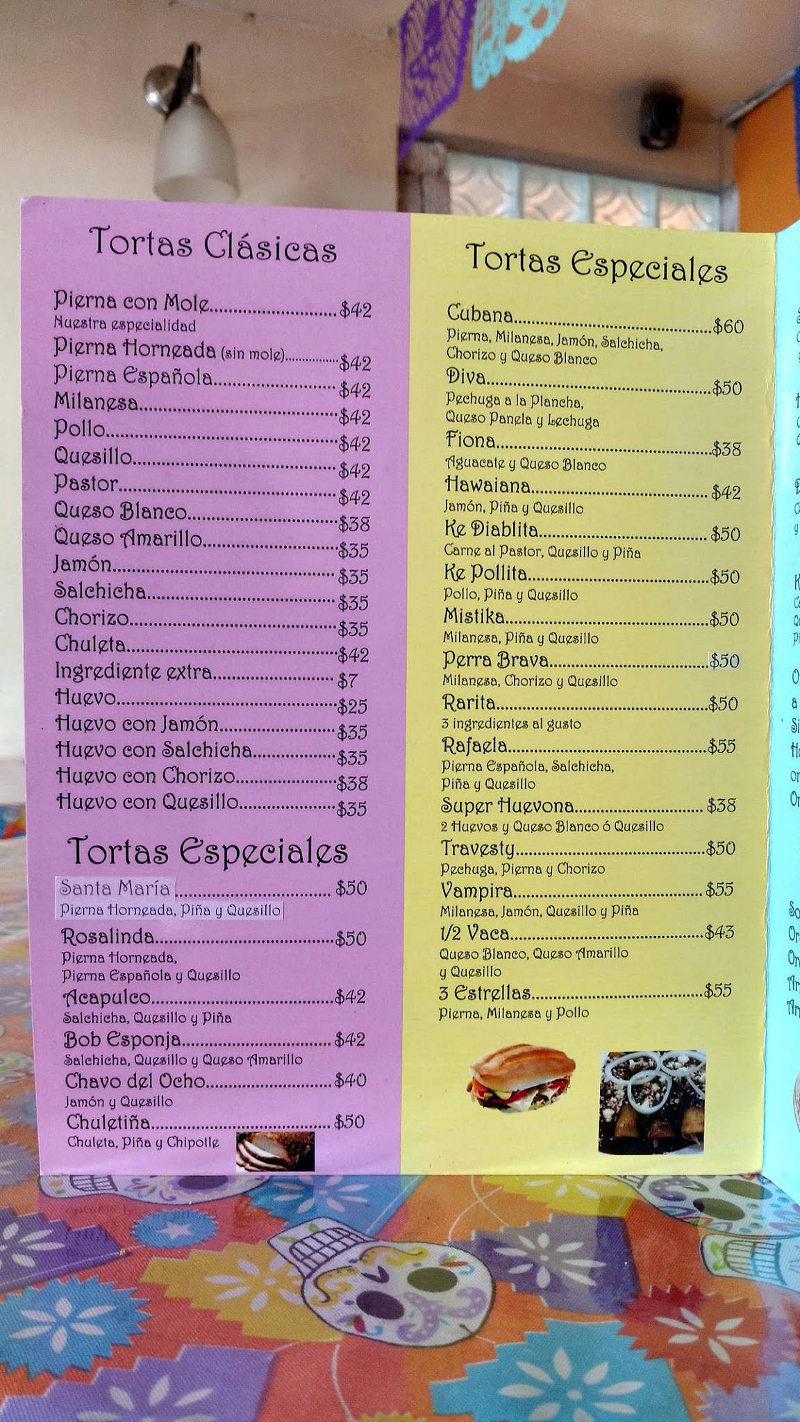 Carta del restaurante Tortas Olguín, Ciudad del México, Abrevadero 16