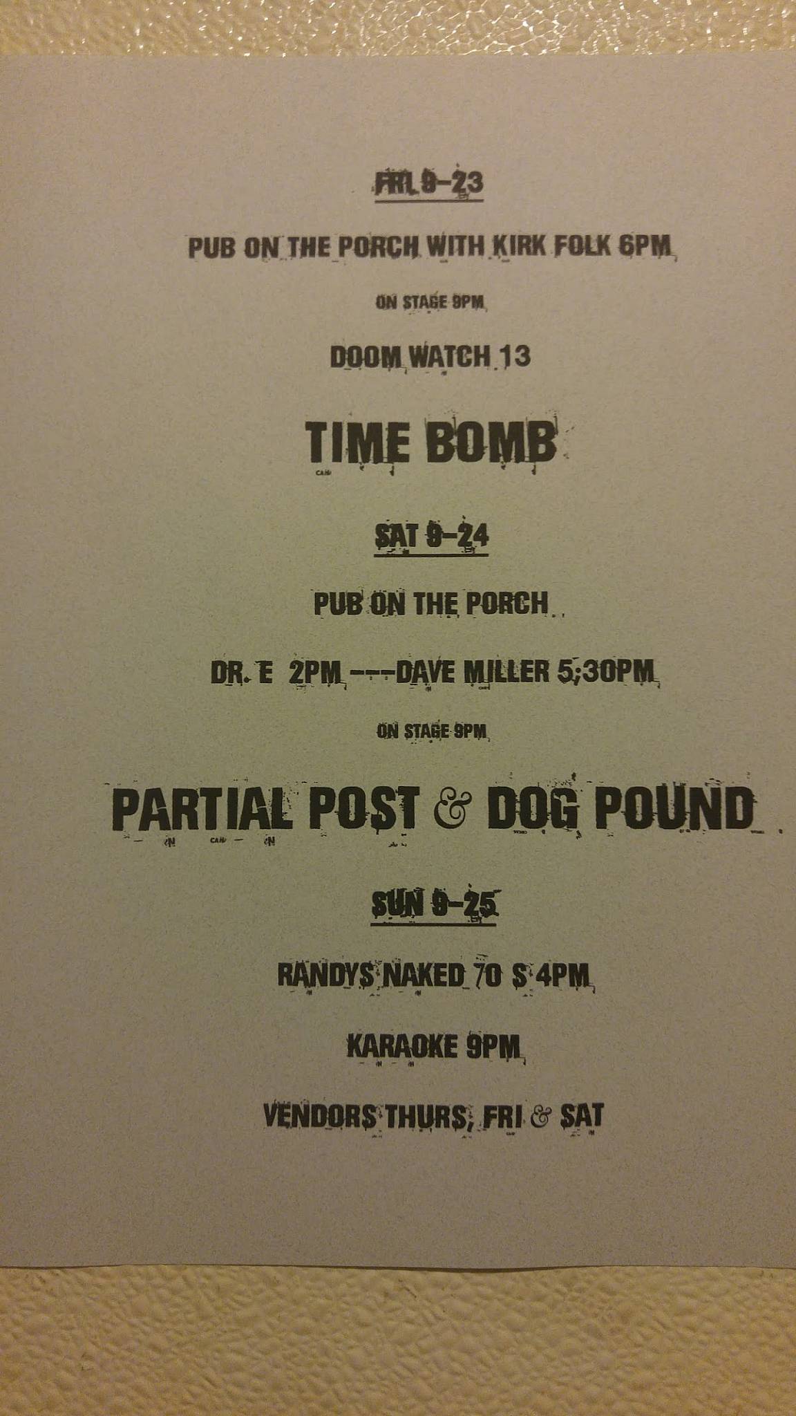 Menu at Tourist Inn pub & bar, Hallam