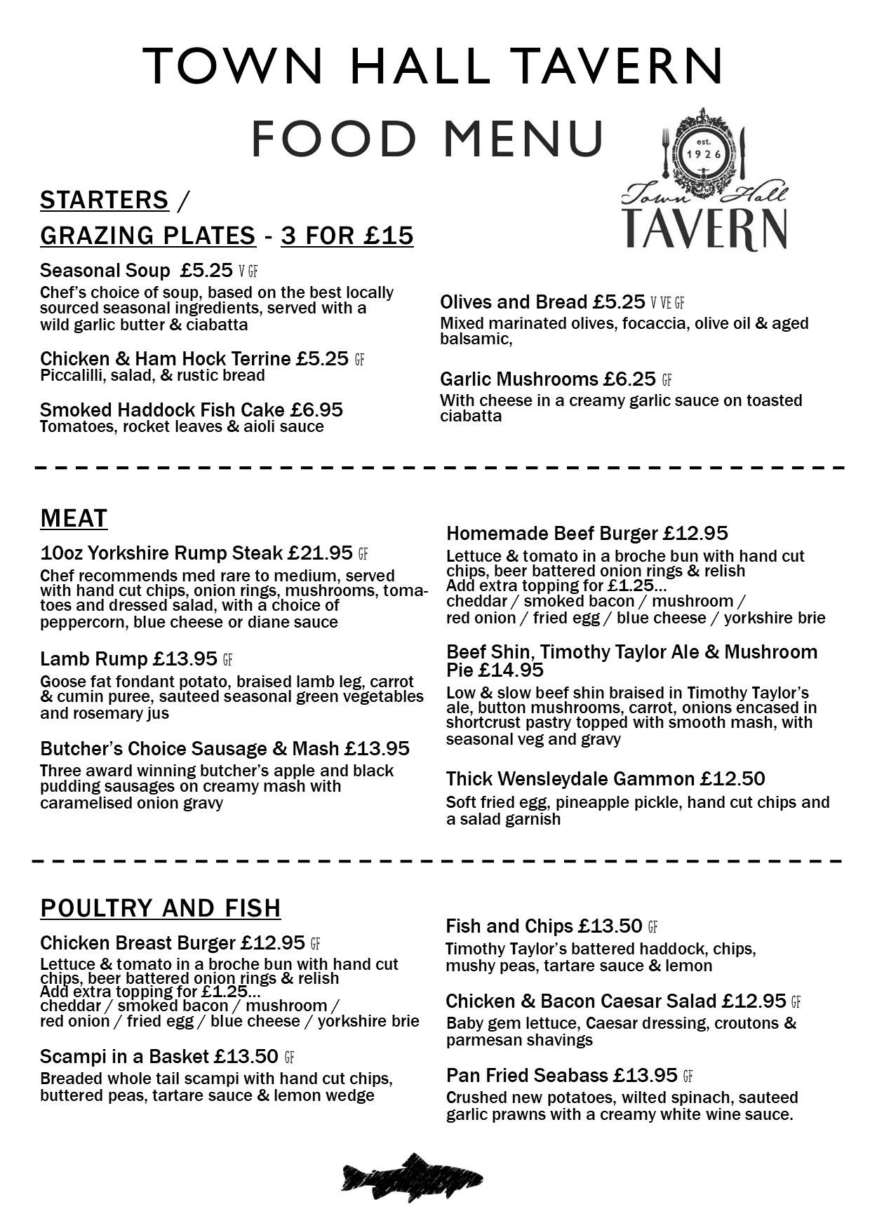 Menu at Town Hall Tavern pub & bar, Leeds