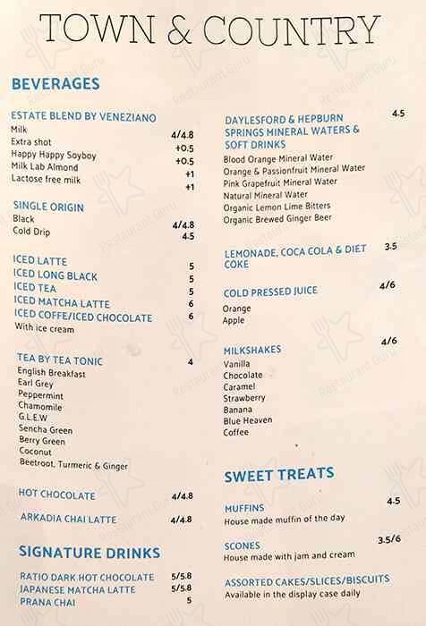 Menu at Town & Country Home Garden & Cafe, Deepdene