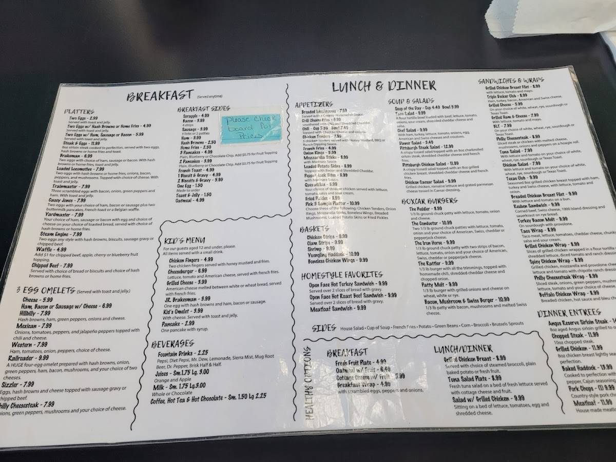 Carta de Track's End Restaurant, Mechanicsburg