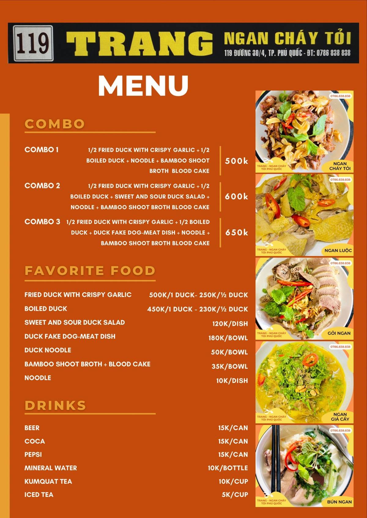 Menu at Trang - Ngan Cháy Tỏi Phú Quốc restaurant, Phu Quoc, 119 Đ. 30 ...