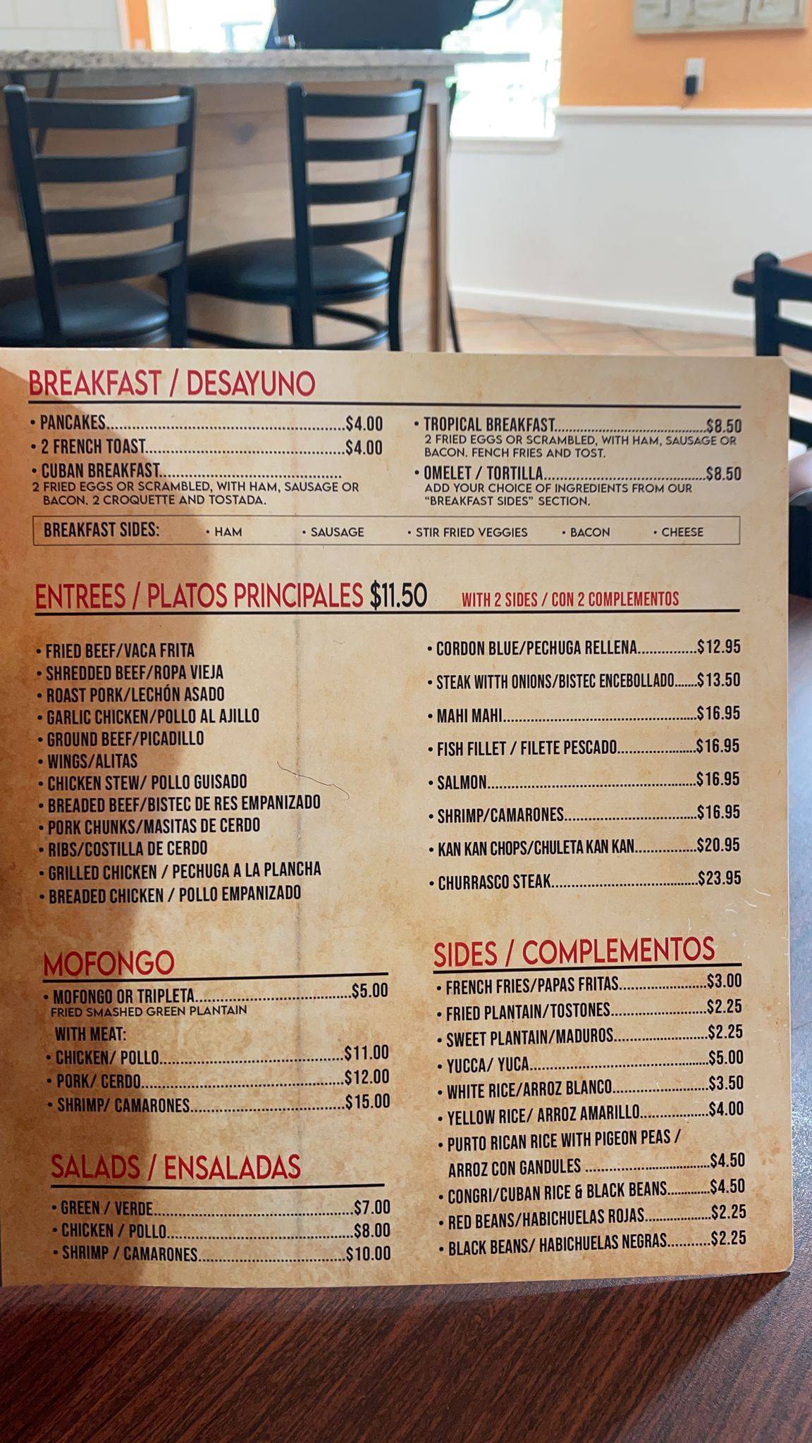 Menu at Tropical Taste And Grill restaurant, Naples